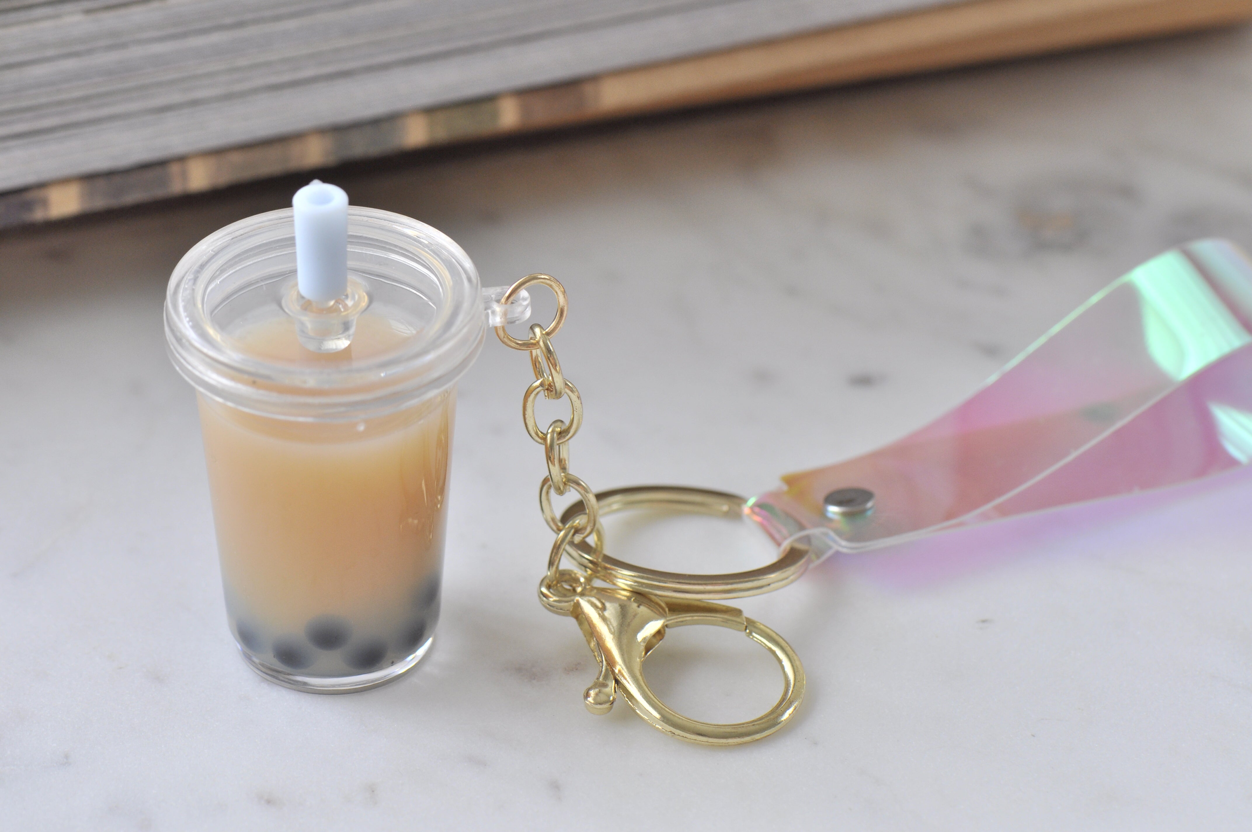 Bubble Tea Pearl Milk Tea Boba Novelty Fun Liquid Keychain Keyring ...