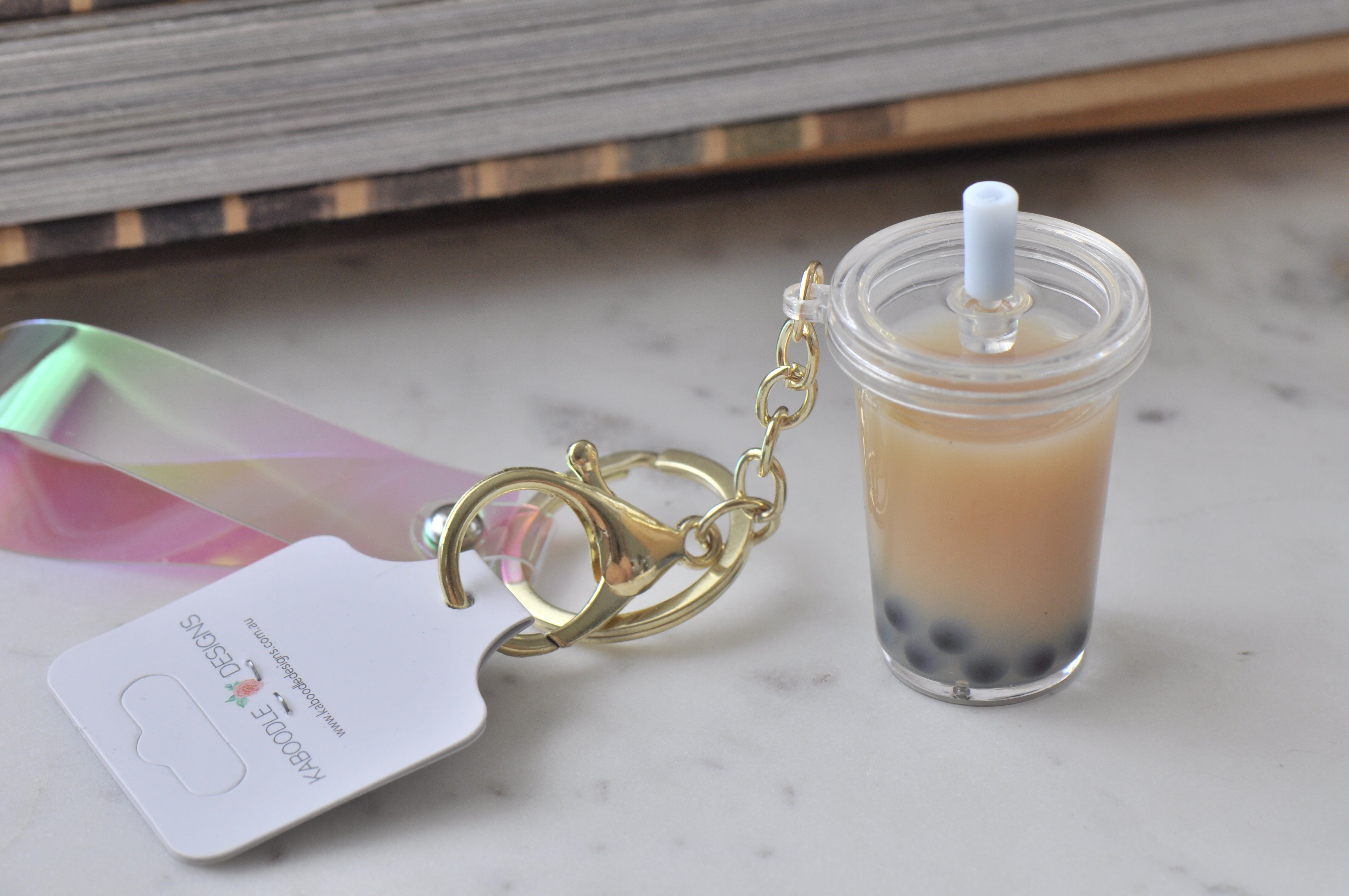 Bubble Tea Pearl Milk Tea Boba Novelty Fun Liquid Keychain Keyring ...