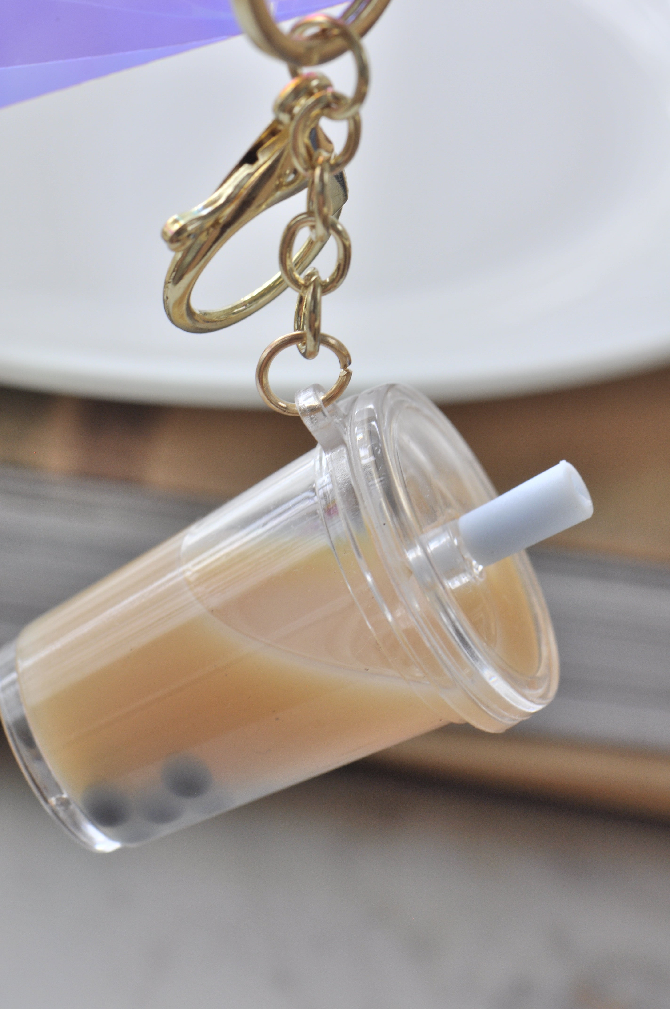 Bubble Tea Pearl Milk Tea Boba Novelty Fun Liquid Keychain Keyring ...