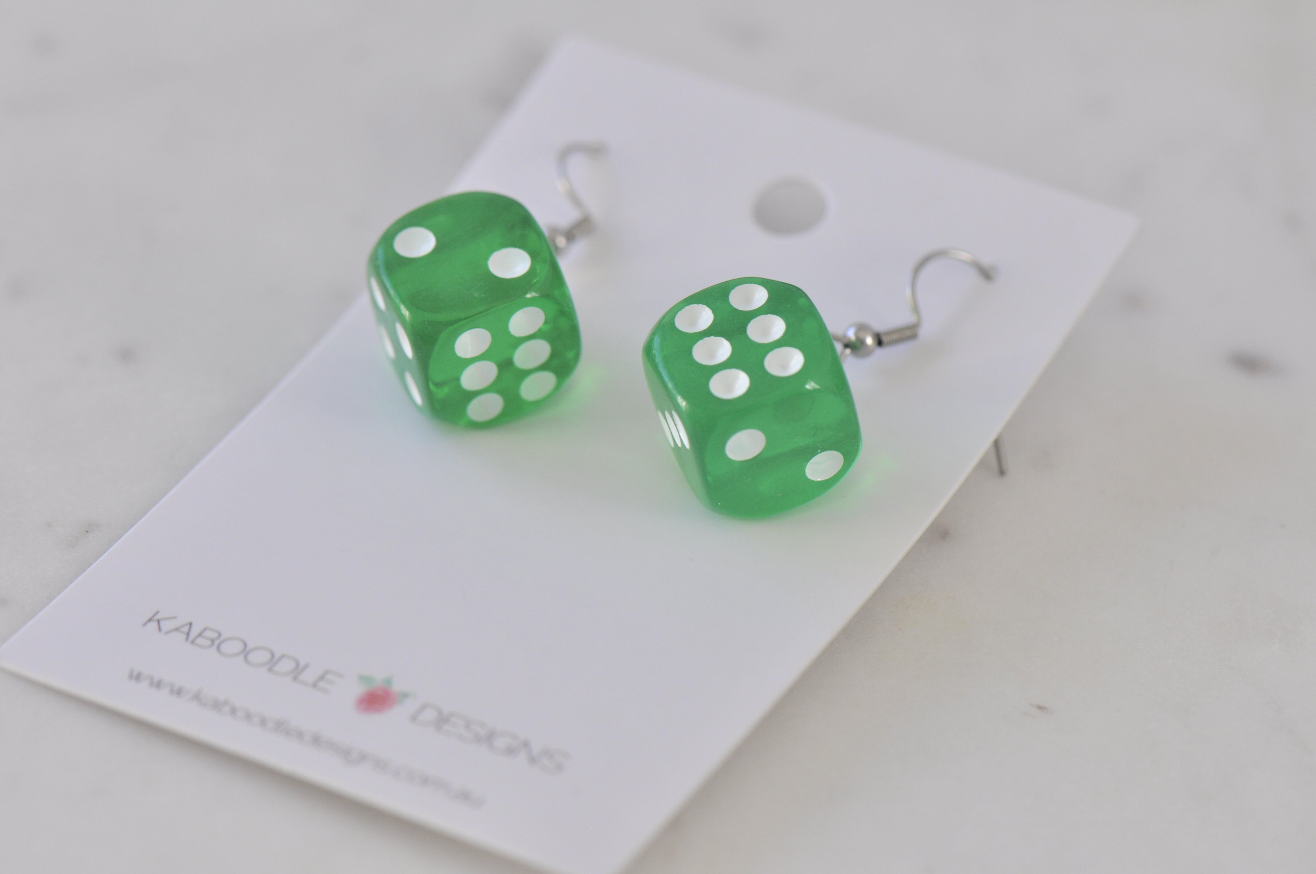 Novelty Dice Die Card Game Board Game Dangle Earrings - Green ...
