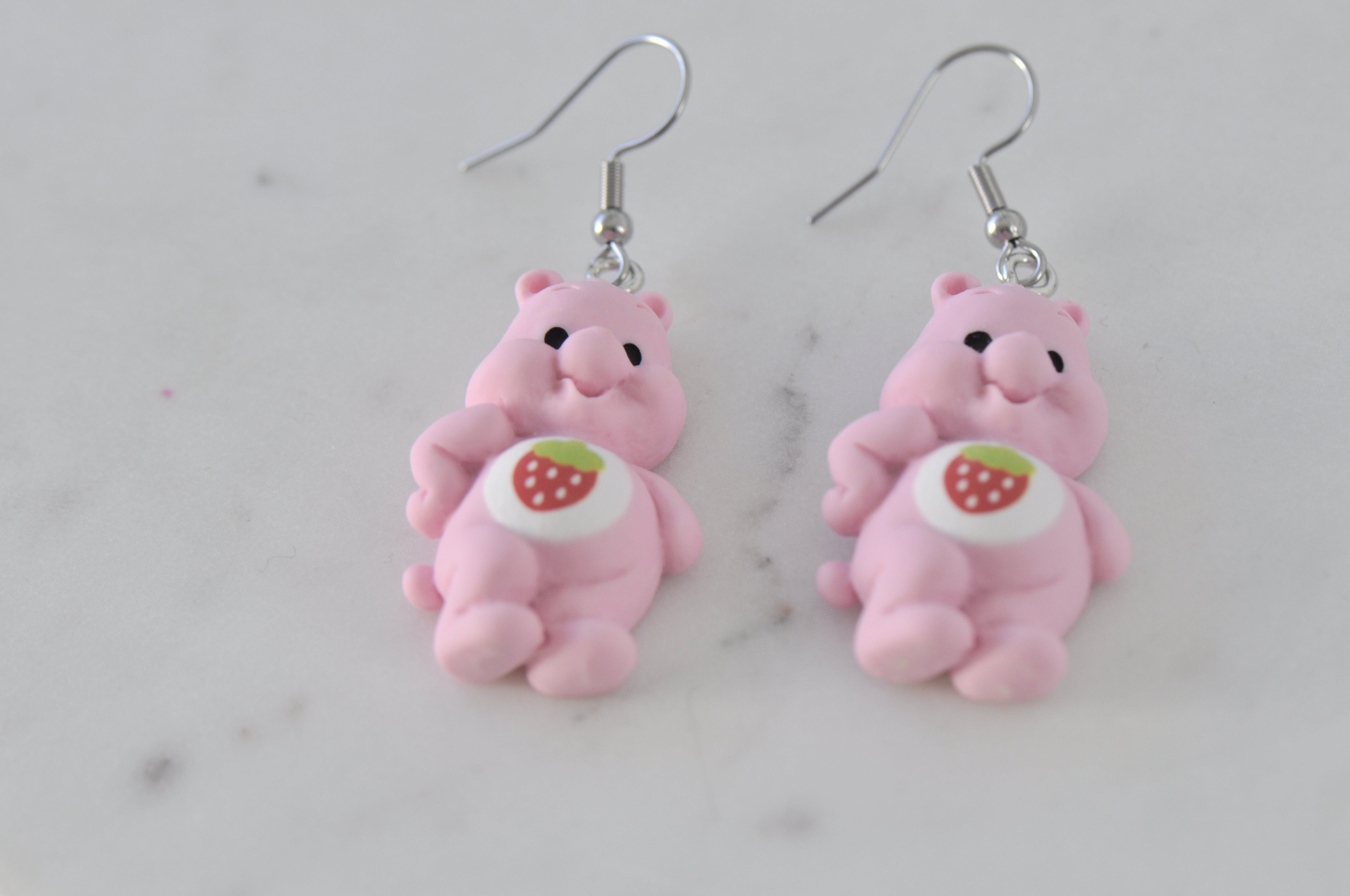 Teddy Bear Drop Dangle Earrings - Pastel Pink – Kaboodle Designs
