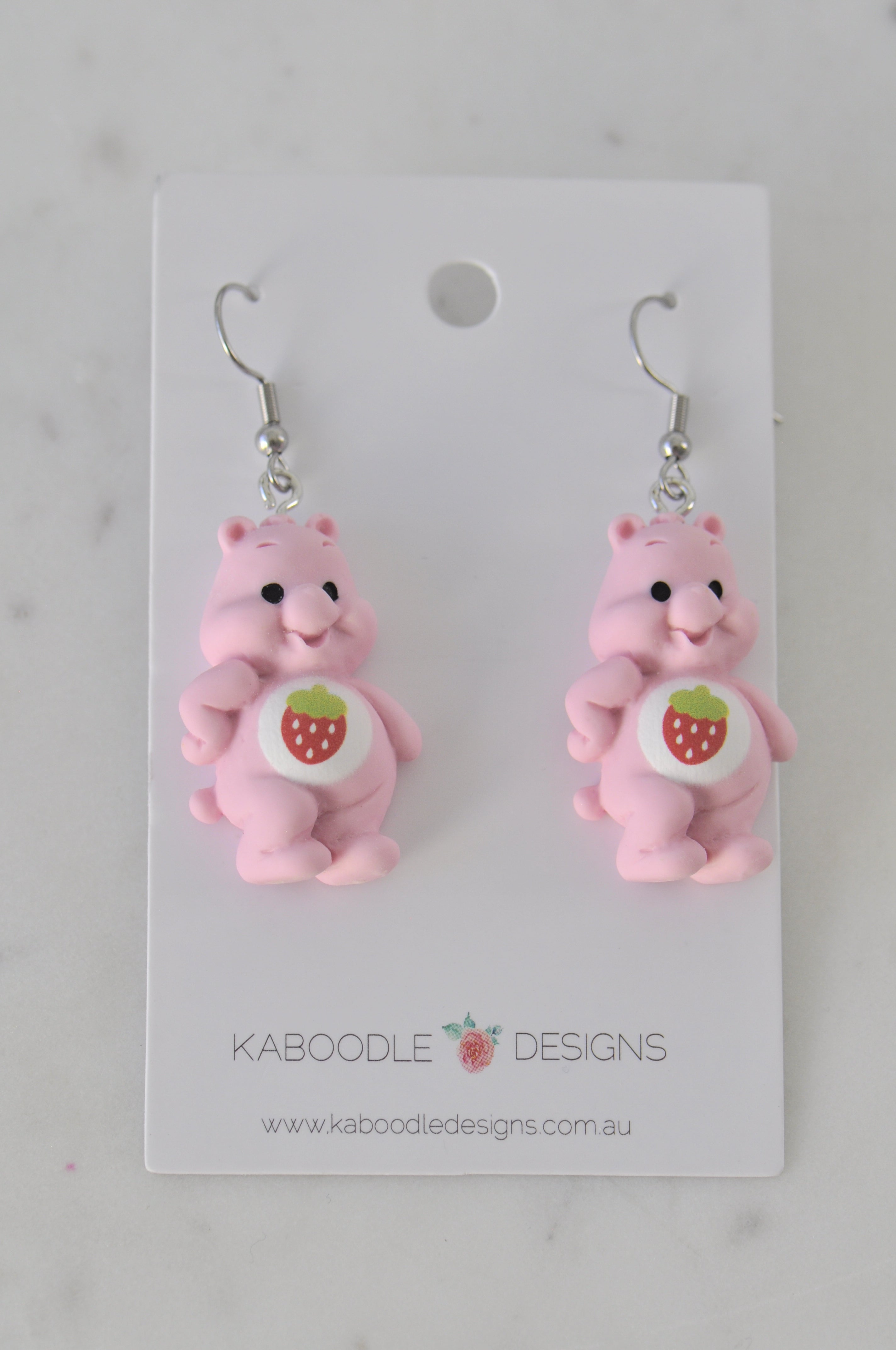 Teddy Bear Drop Dangle Earrings - Pastel Pink – Kaboodle Designs